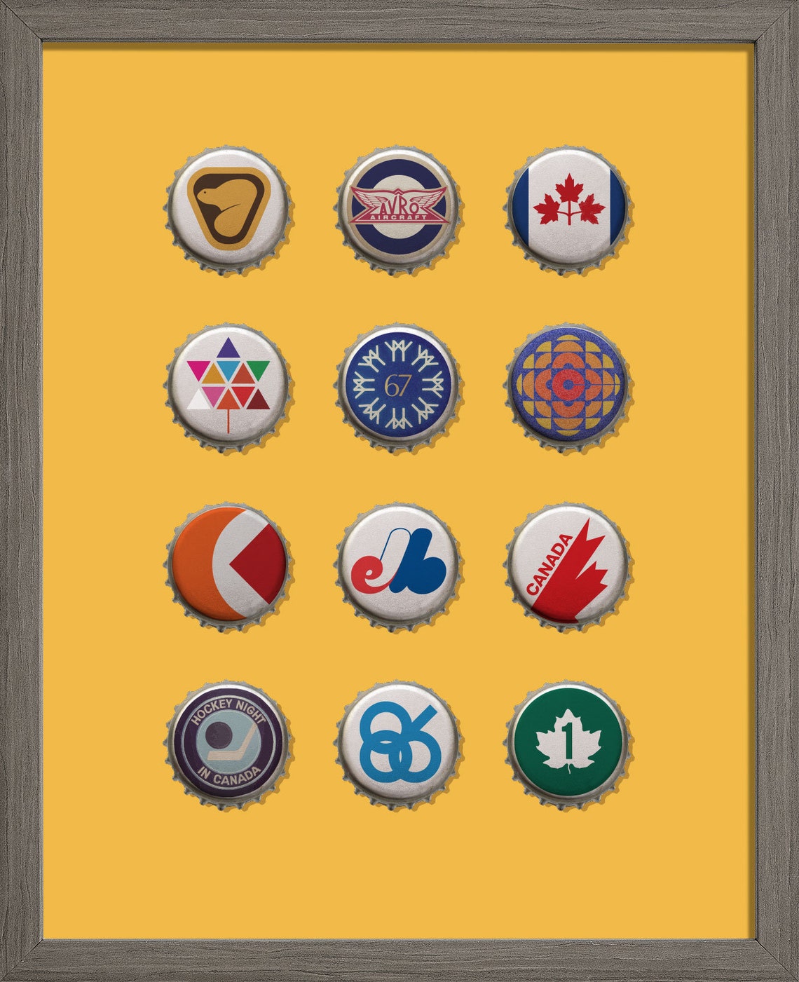 Retro Logo Beer Caps: Wall Art for Beer Fans Iconic Canadian - Etsy