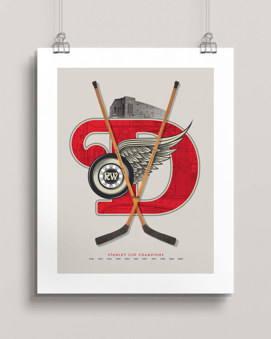 Detroit Red Wings Wall Art – Vintage-style NHL Poster – Hockey Decor ...