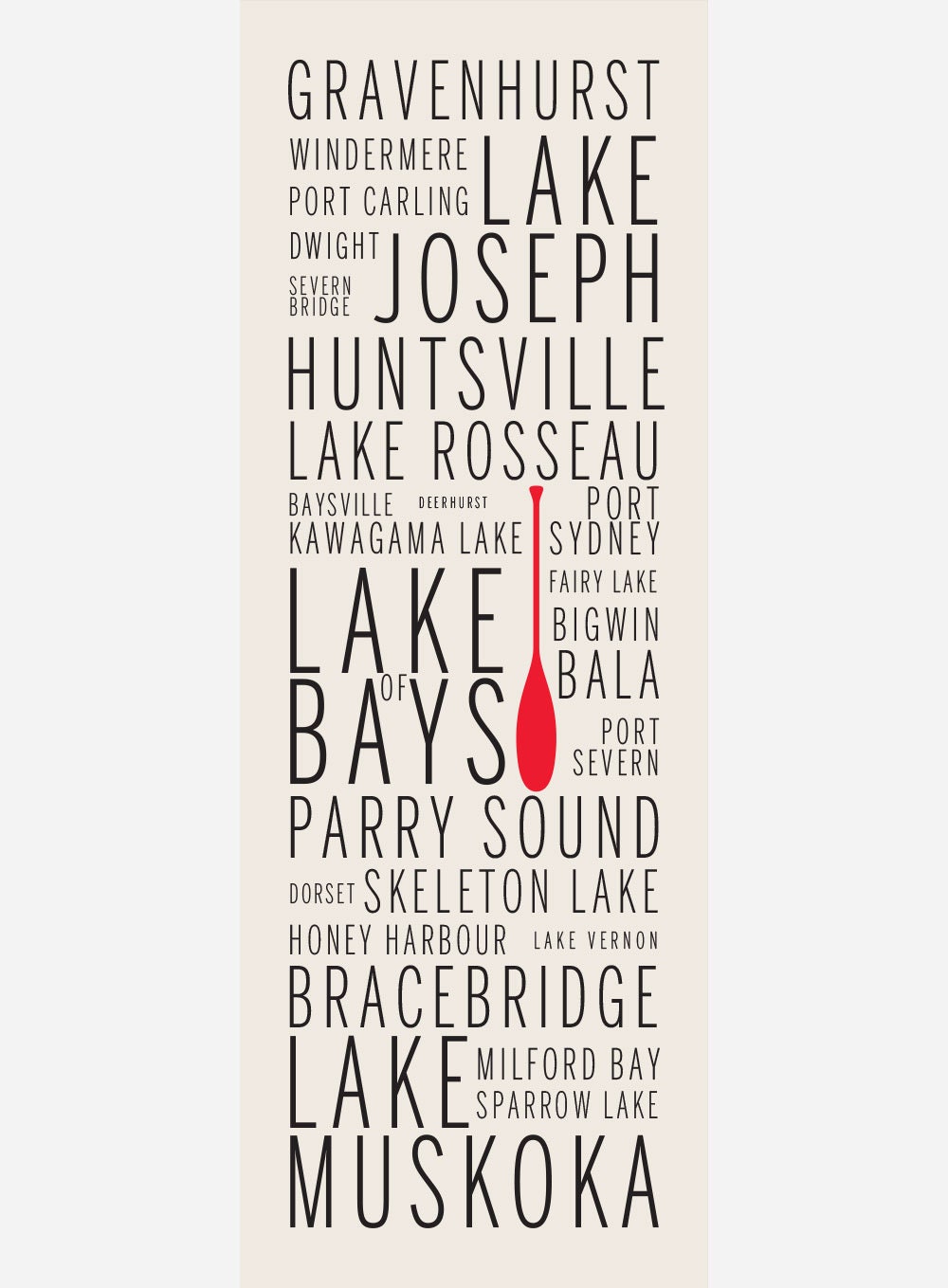 Muskoka Lake Names Art Print – Minimalist Typographic Cottage Wall ...