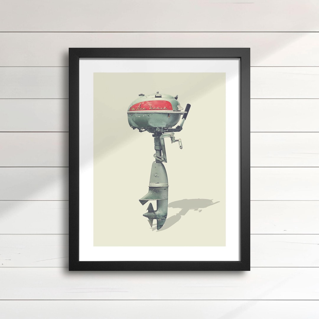 1949 Johnson Outboard Motor Art Print – 5HP Vintage Boat Engine, Retro ...