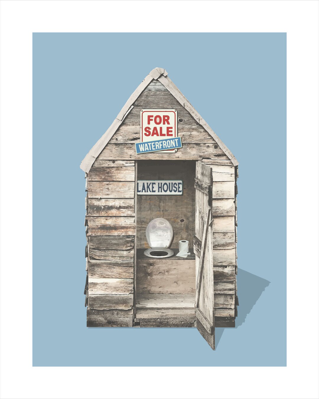 Outhouse Art Print: Funny Retro Latrine Decorated With Vintage Signs - Etsy