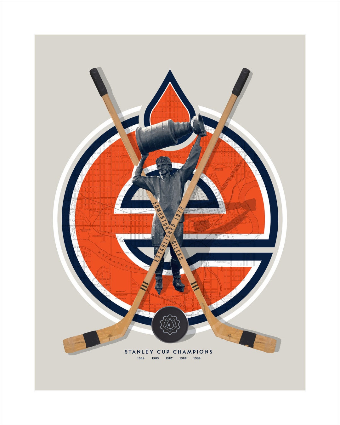 NHL Edmonton Oilers-inspired Hockey Art Print Featuring Vintage Hockey ...