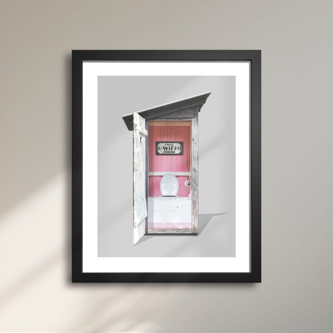 Funny Outhouse Art Print – Rustic Cottage Bathroom Wall Decor, Vintage ...