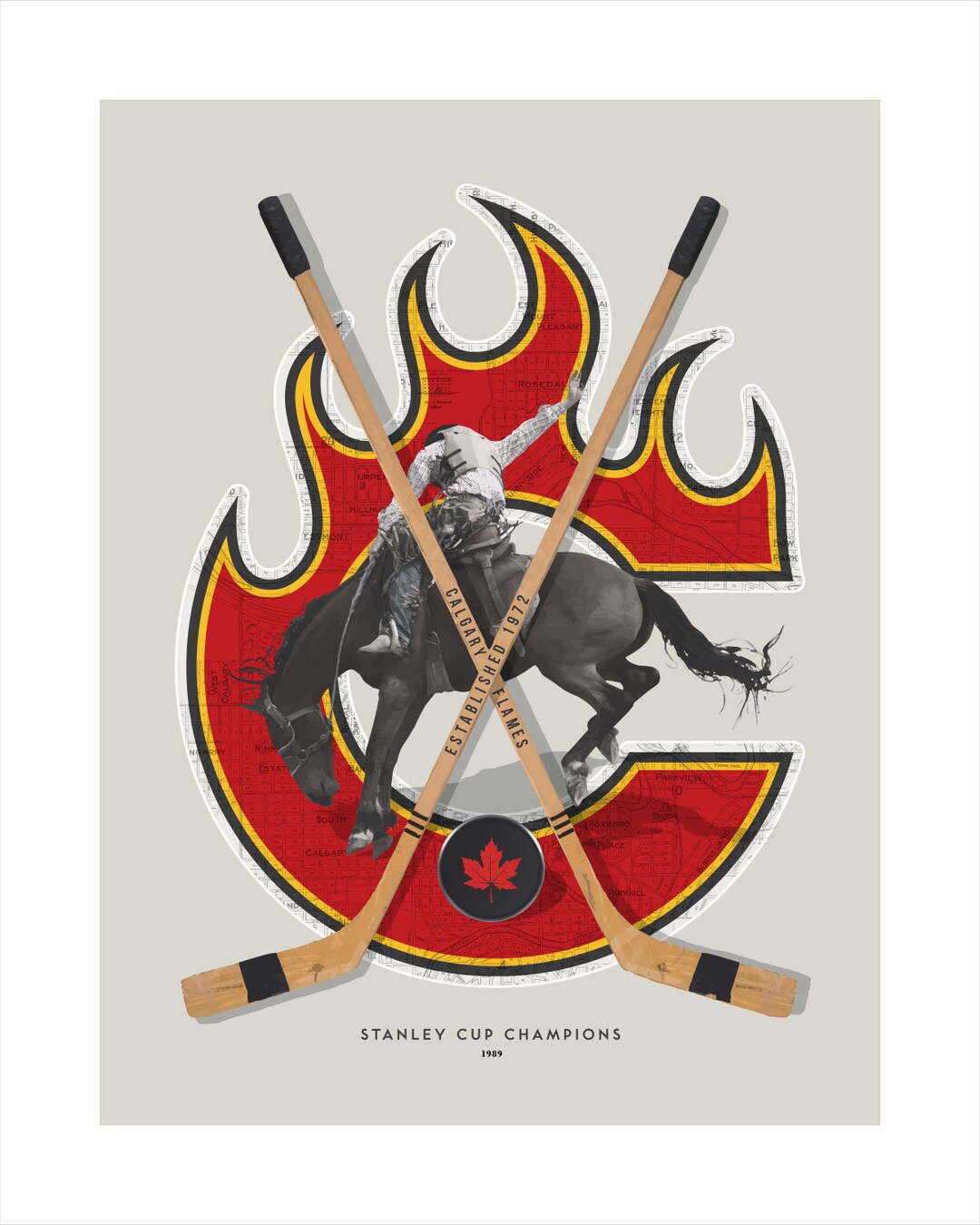 NEW EDITION Calgary Flames-inspired Hockey Art Print, Hockey Wall Art ...