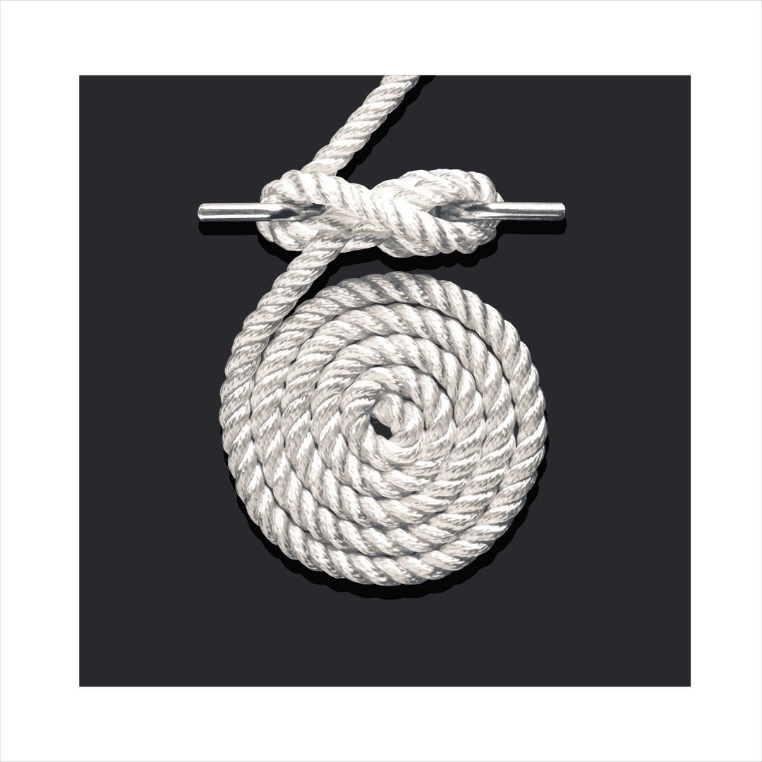 Rope Coil and Hitch Knot Wall Art: Minimalist Black and White Wall ...