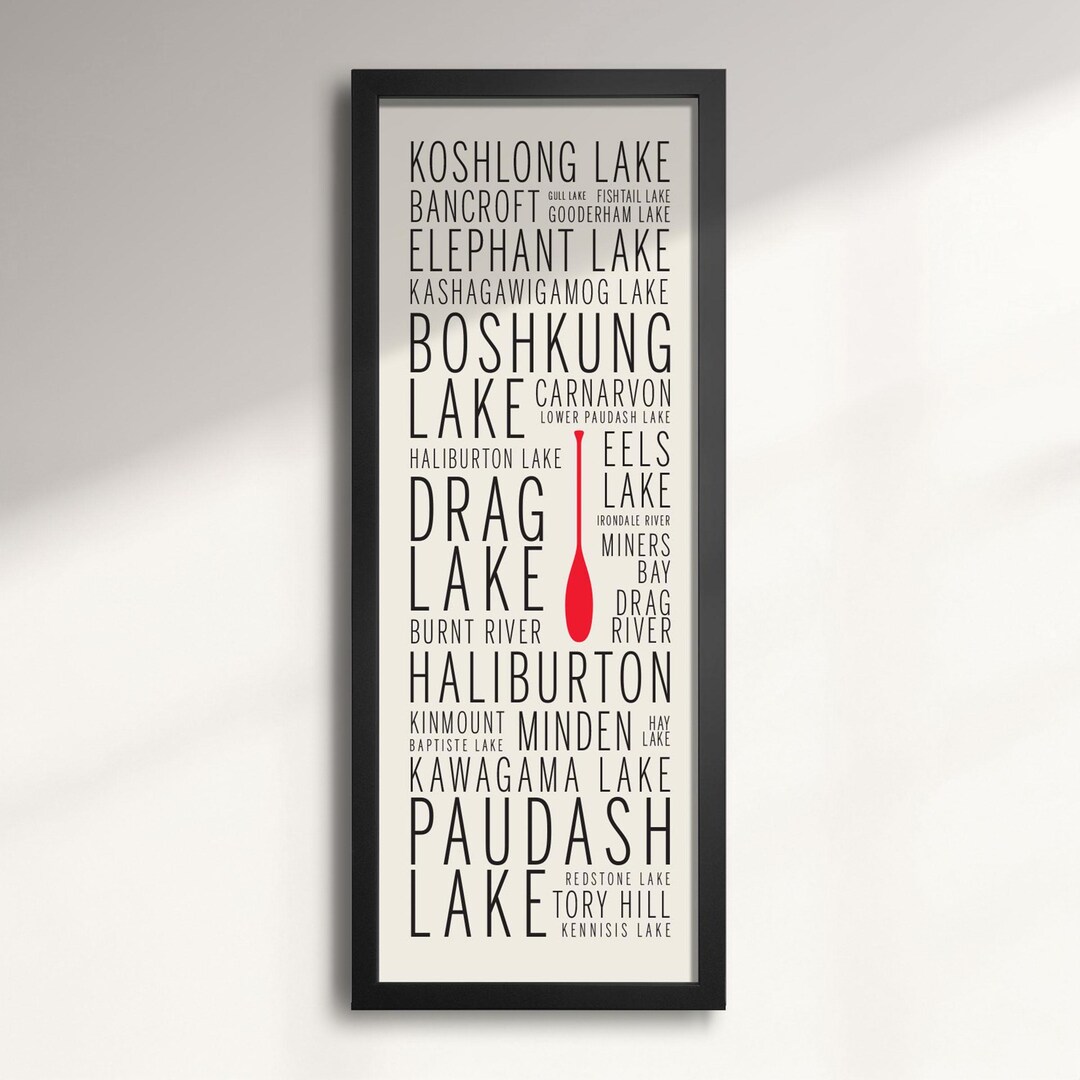 Haliburton Lake Names Art Print – Minimalist Typographic Cottage Wall ...