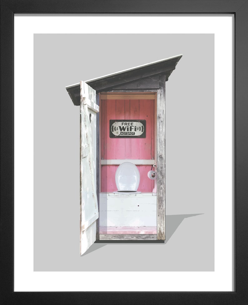 Funny Outhouse Art Print – Rustic Cottage Bathroom Wall Decor, Vintage ...