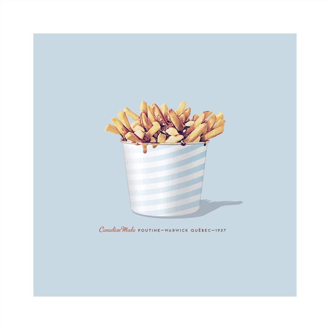 Poutine Art Print (blue): Wall Art for Foodies, Decor for Junk Food ...