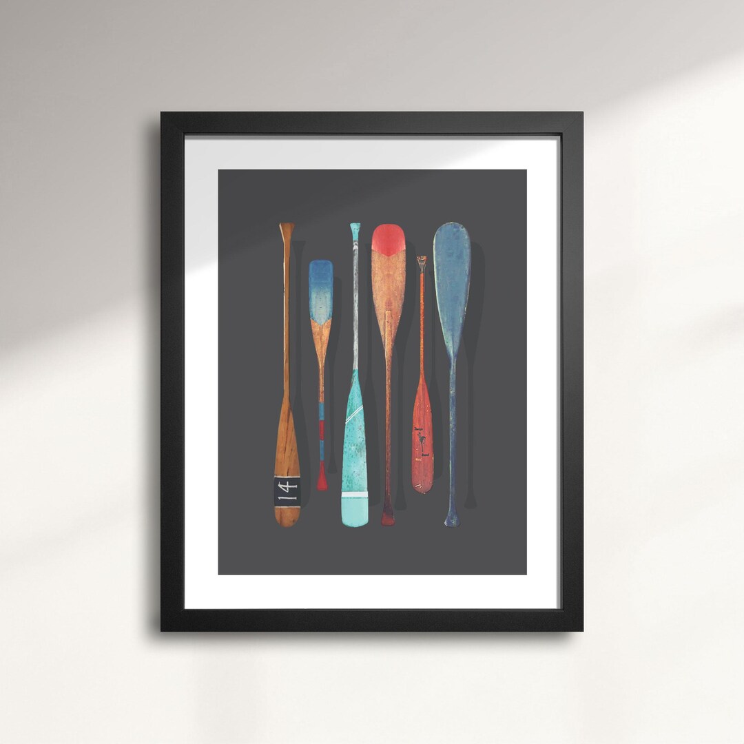 Vintage Painted Paddles Wall Art – (charcoal Version) Rustic Canoe ...