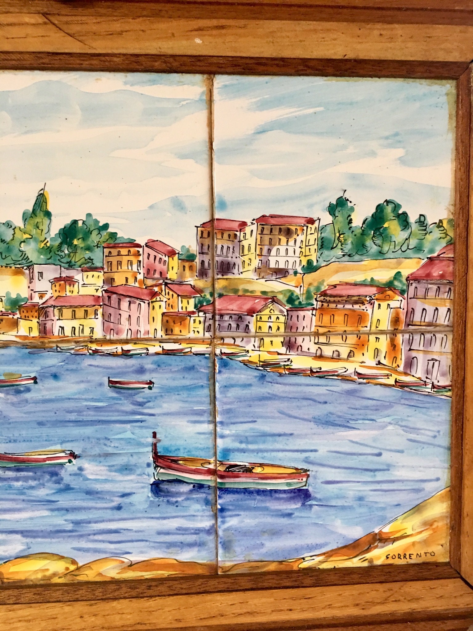 Italy Ceramic Tile Mural Hand Painted Sorrento Unique Frame - Etsy Canada