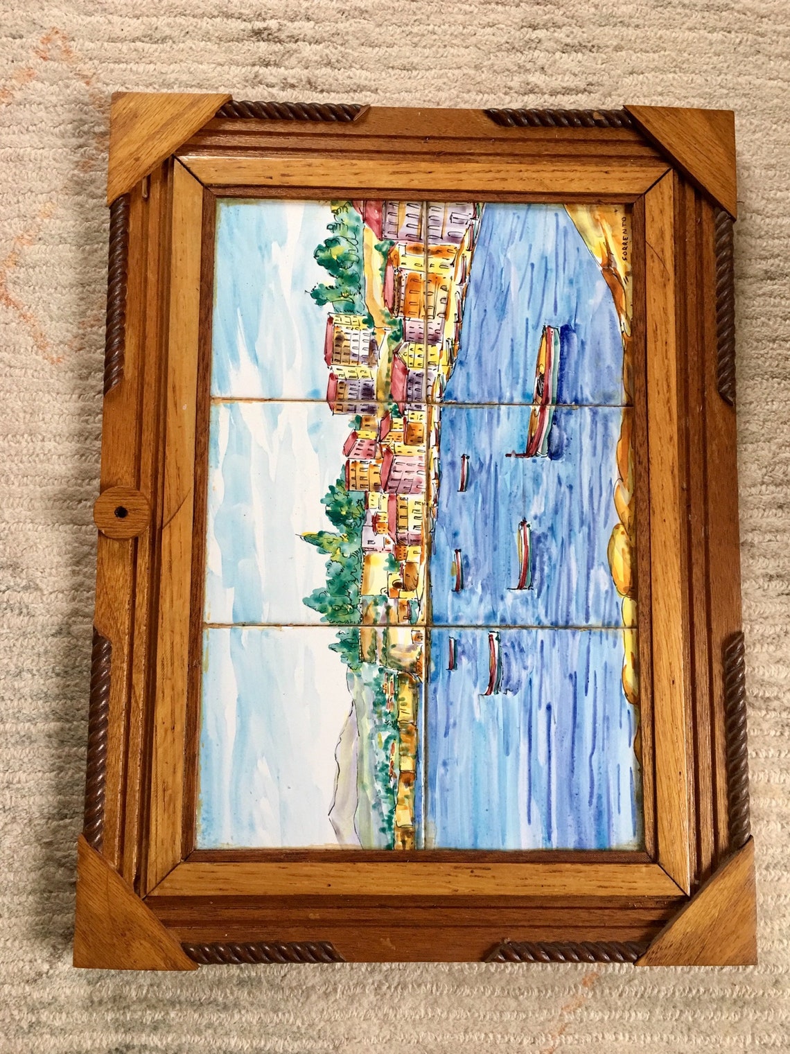 Italy Ceramic Tile Mural Hand Painted Sorrento Unique Frame - Etsy