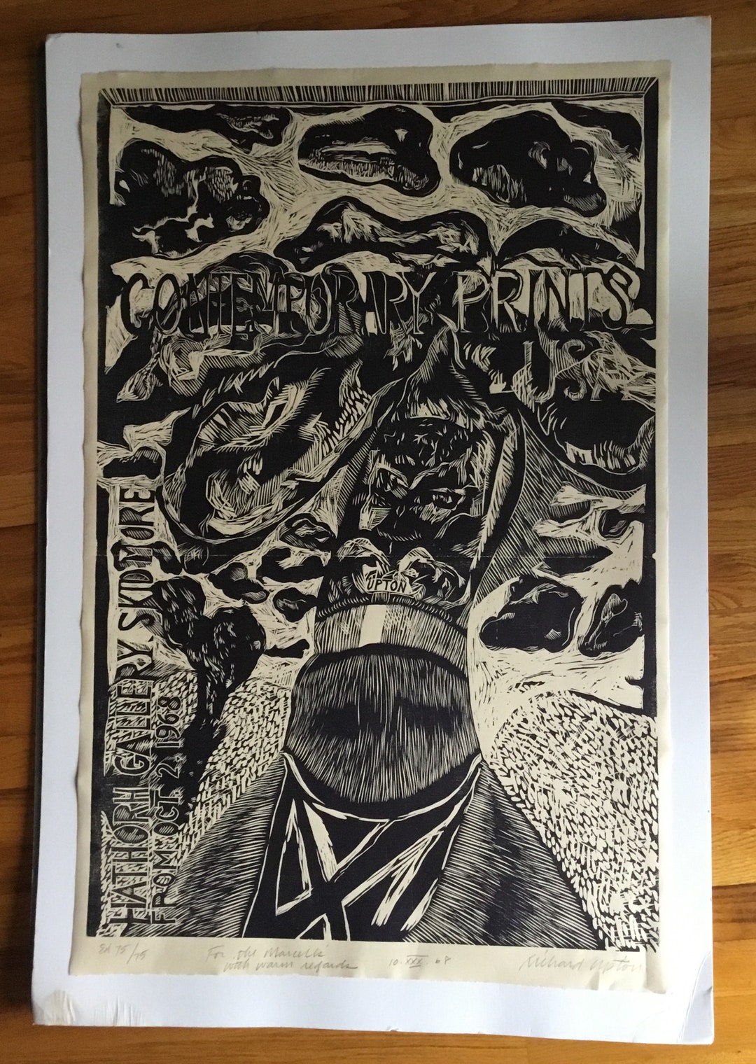 Richard T Upton Original Woodcut 1968 Skidmore College Hathorn Gallery ...