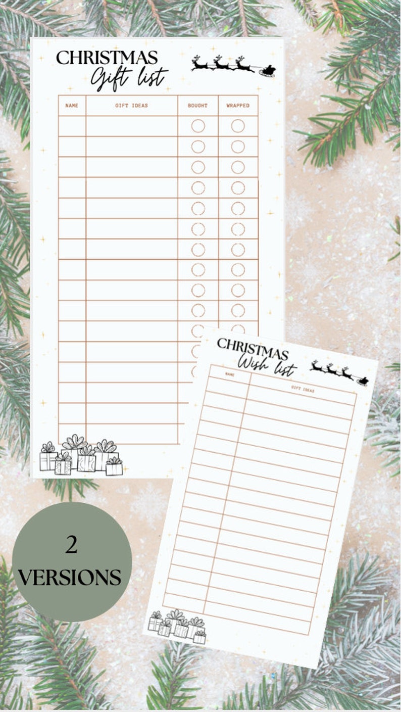 Christmas Gold Digital Gift List | Printable Christmas List | Kids ...