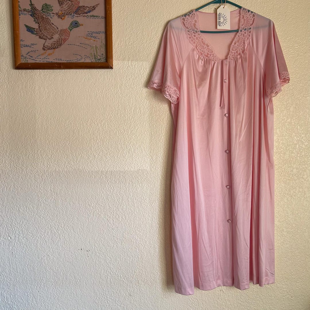 Vintage Pink Lingerie Robe, Vintage Lingerie With Lace, Lingerie Robe ...