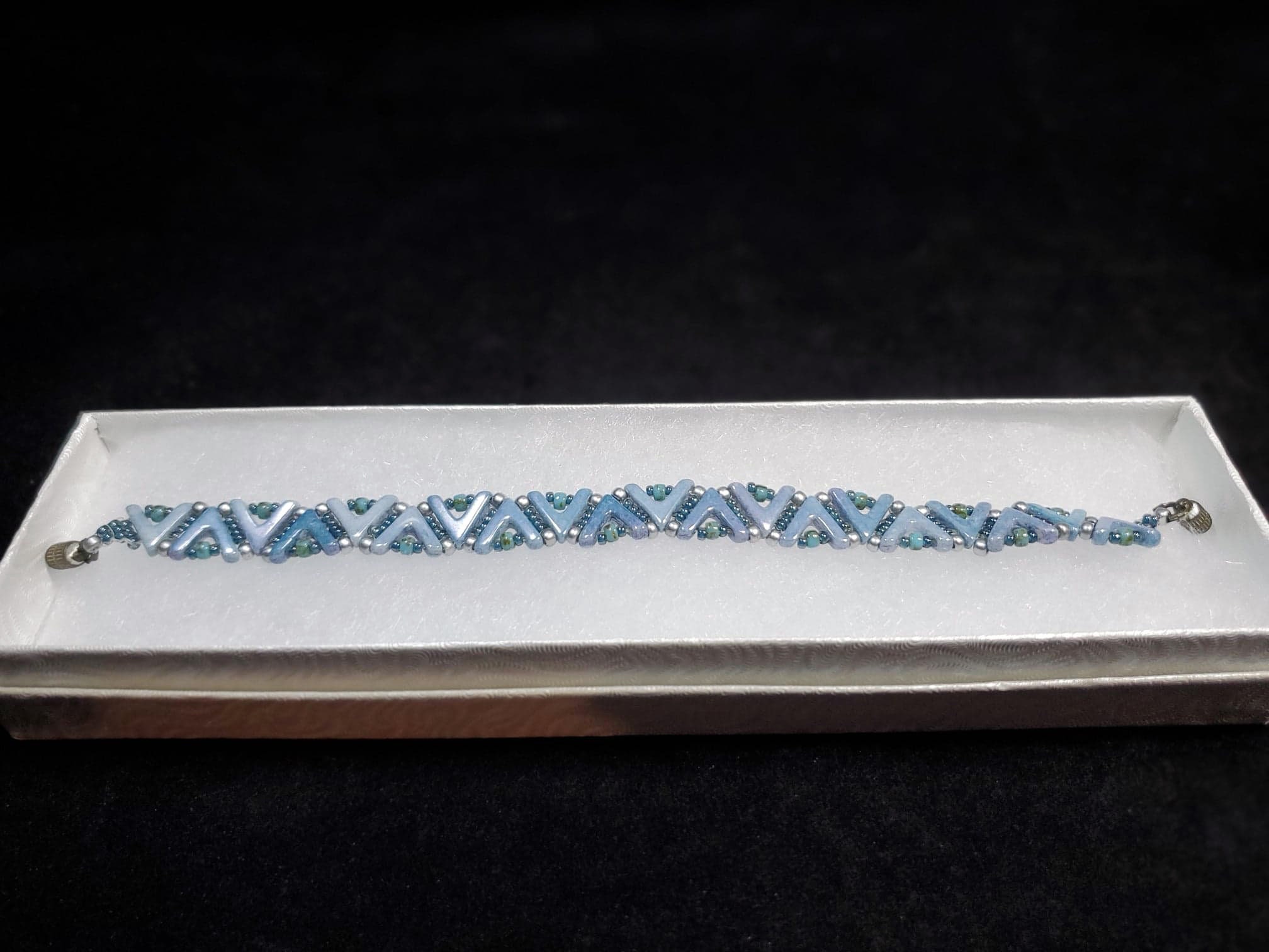 Blue Ava Bracelet, Bead Weaving Jewelry, Handwoven Beaded Bracelet ...