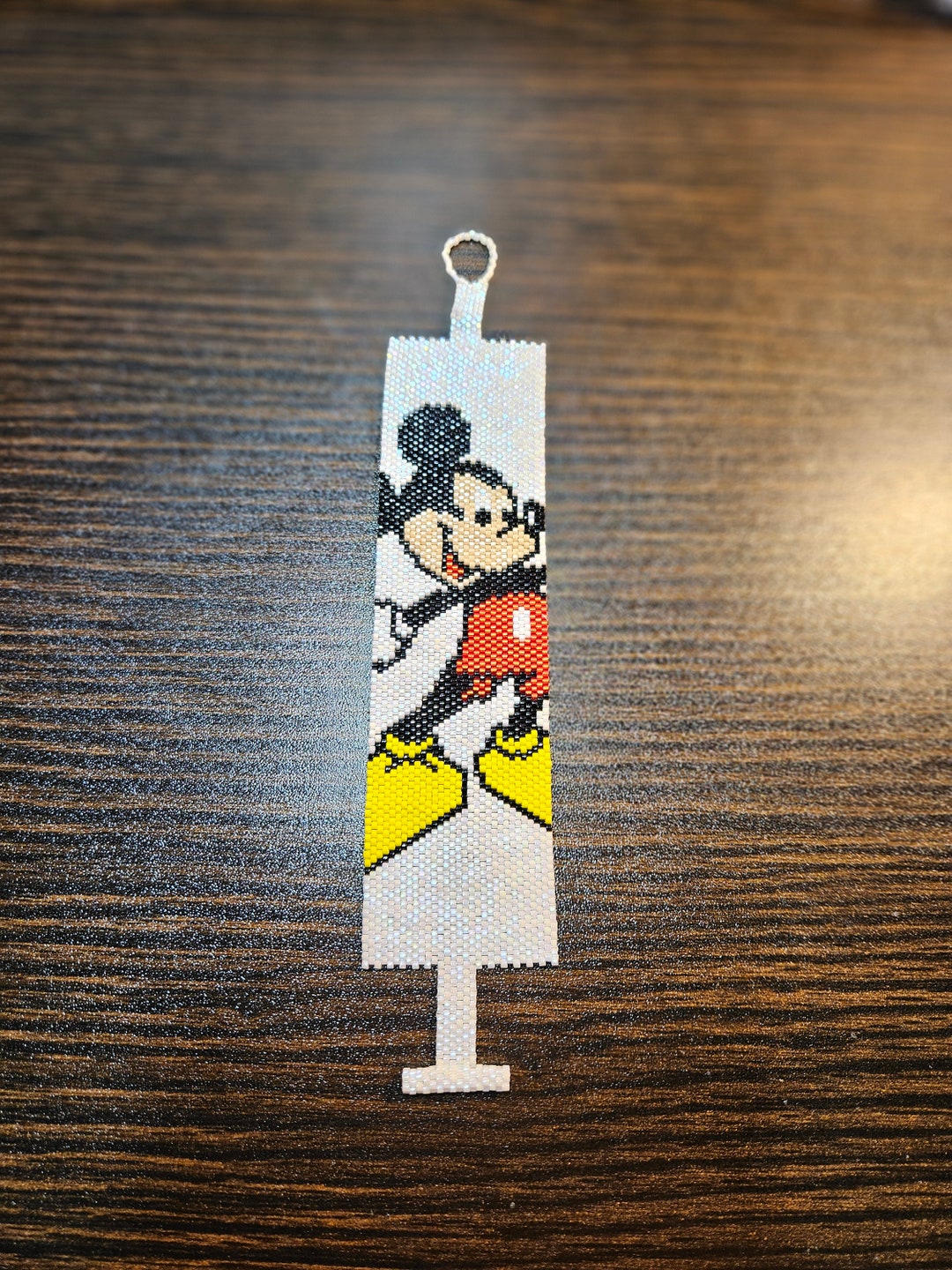 Hand Beaded Glass Peyote Mickie or Minnie Bracelet, Miyuki Delica Seed ...