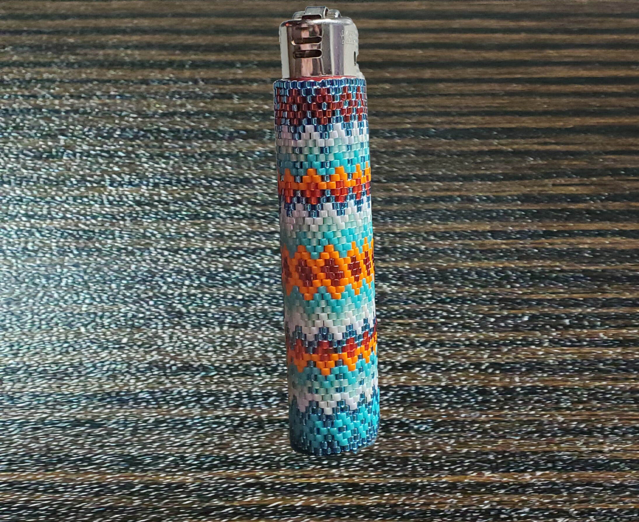 Hand Beaded Zig Zag Lighter Case, Miyuki Delica Seed Beads, Fits Full ...