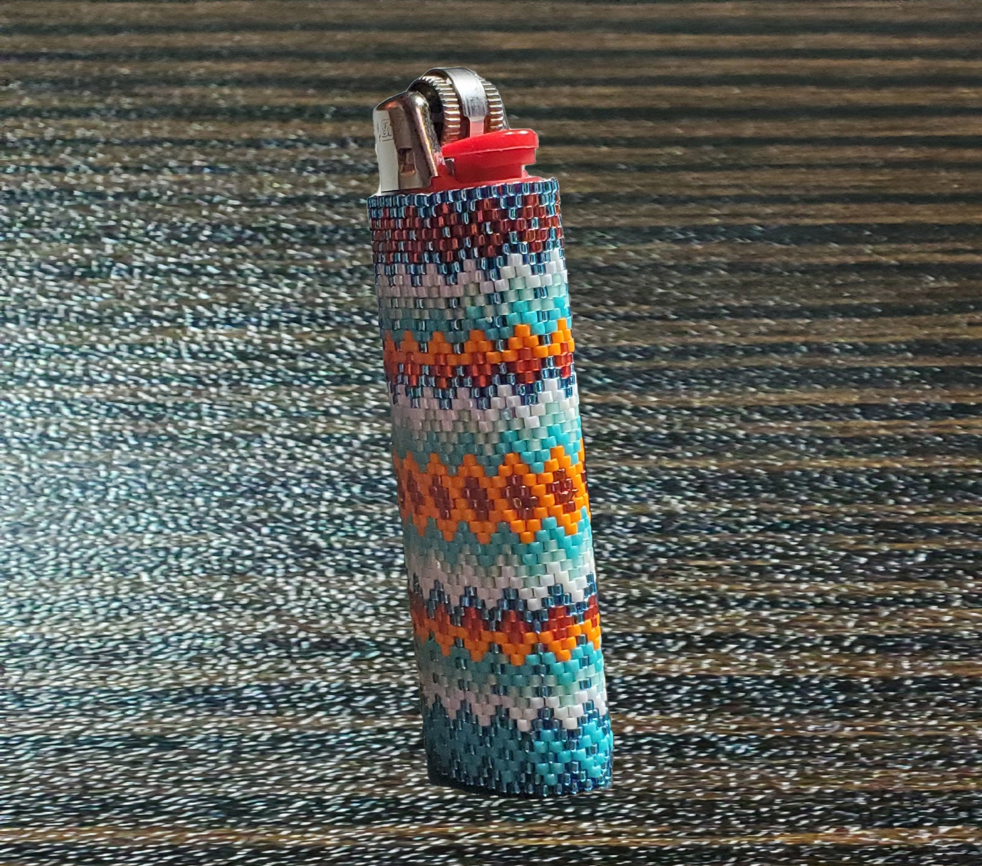Hand Beaded Zig Zag Lighter Case, Miyuki Delica Seed Beads, Fits Full ...