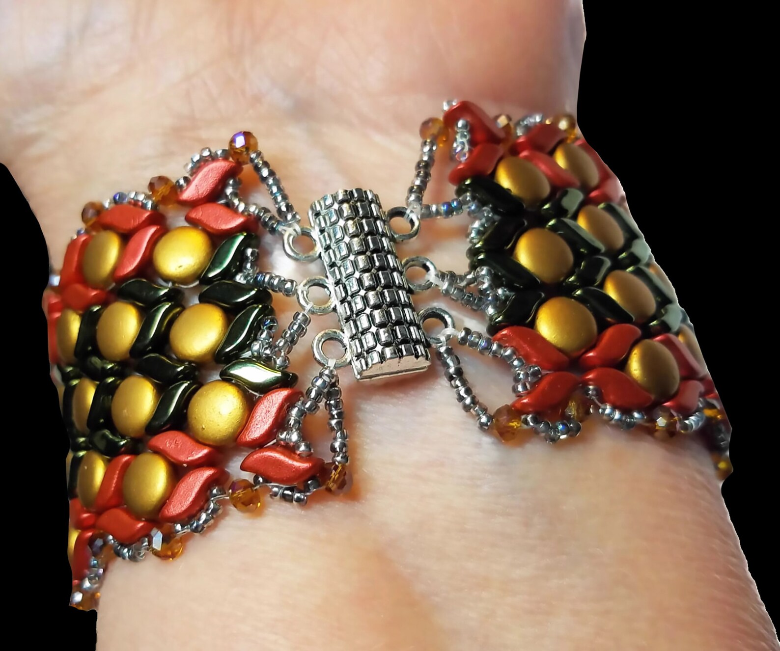 Emerald and Ruby Riverbed Bracelet Bead Weaving Jewelry - Etsy