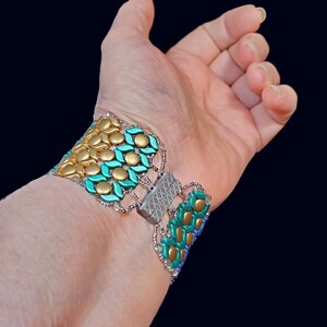 Riverbed Bracelet, Bead Weaving Jewelry, Peyote Stitch Handwoven Beaded Cuff Bracelet, Magnetic ...