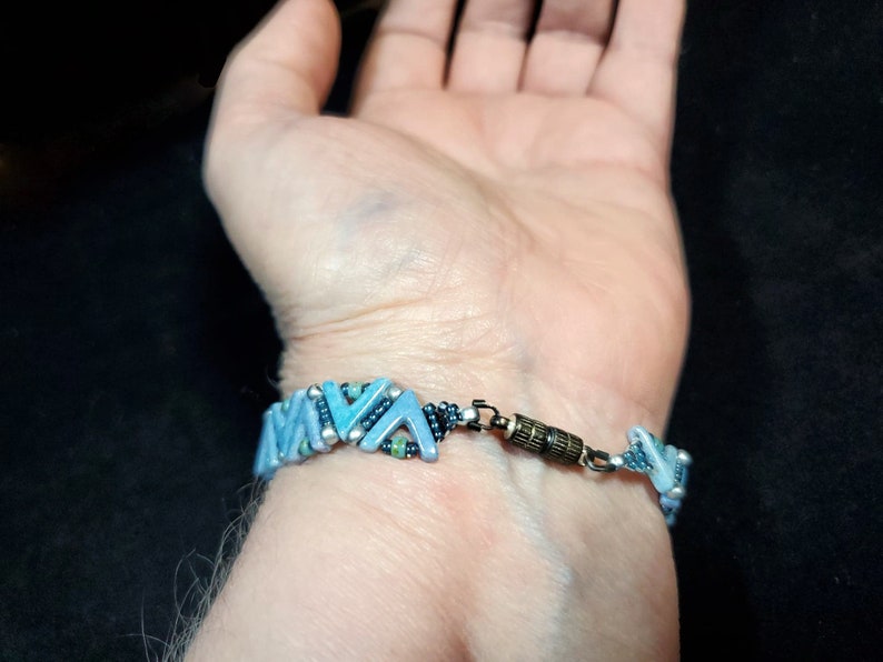 Blue Ava Bracelet, Bead Weaving Jewelry, Handwoven Beaded Bracelet ...