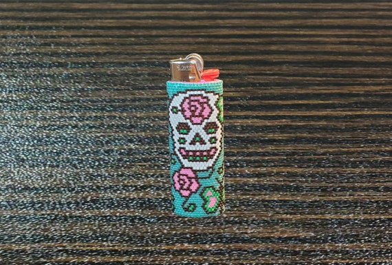Hand Beaded Sugar Skull Lighter Case - Etsy