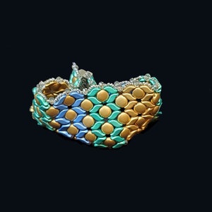 Riverbed Bracelet, Bead Weaving Jewelry, Peyote Stitch Handwoven Beaded Cuff Bracelet, Magnetic ...