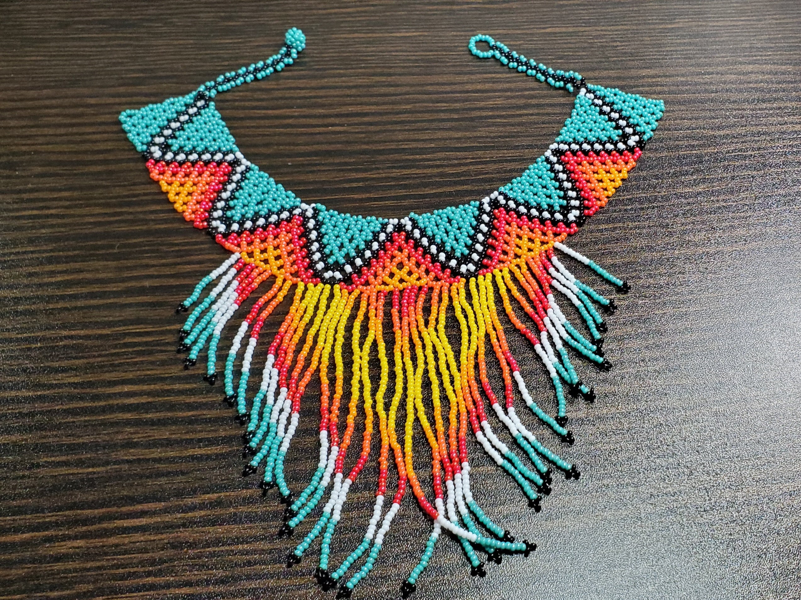 Native American Fringe Hand Beaded Collar Necklace - Etsy
