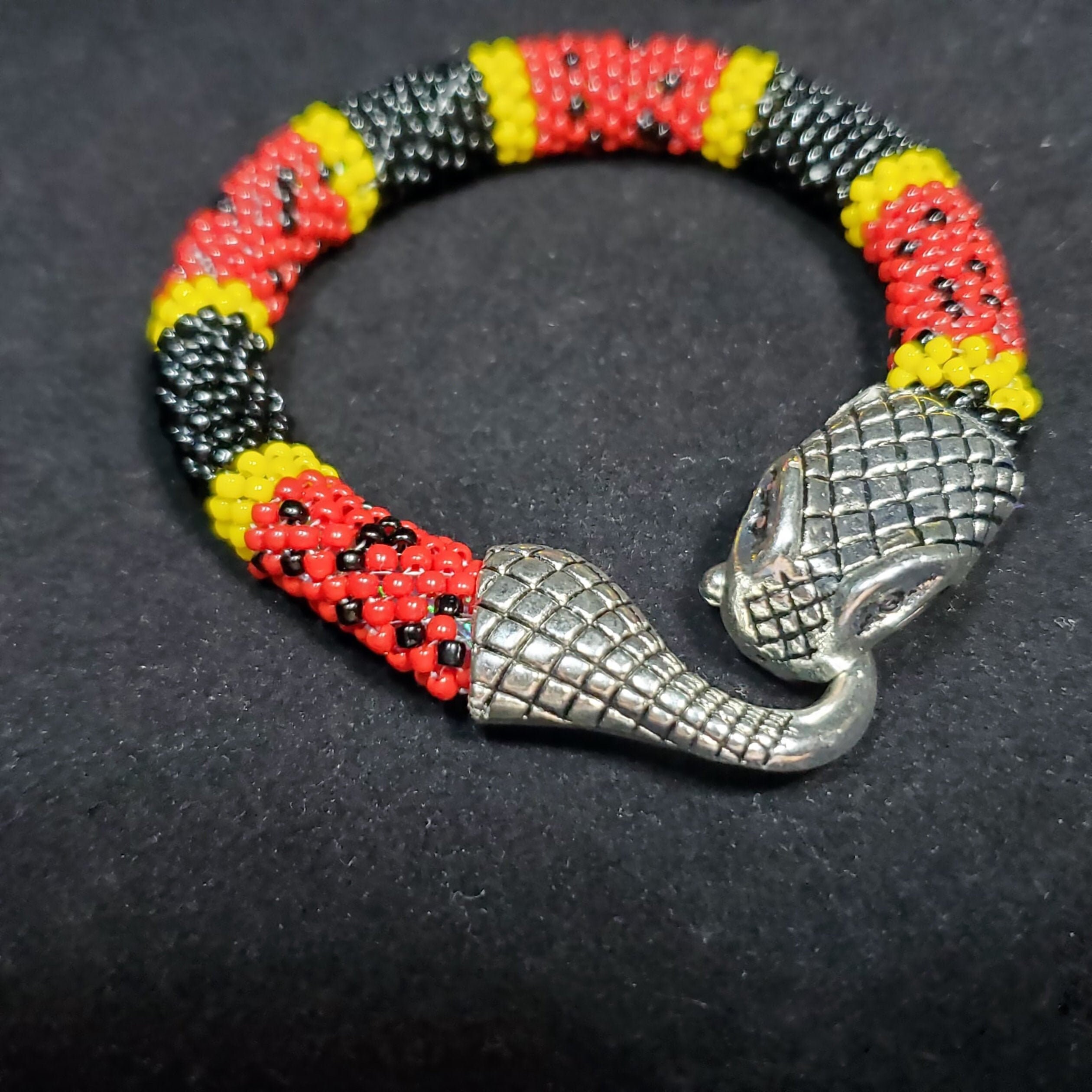 Coral Snake Hand Beaded Rope Bracelet/necklace - Etsy