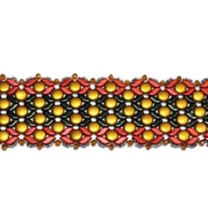 Emerald and Ruby Riverbed Bracelet, Bead Weaving Jewelry, Peyote Stitch Handwoven Beaded Cuff ...