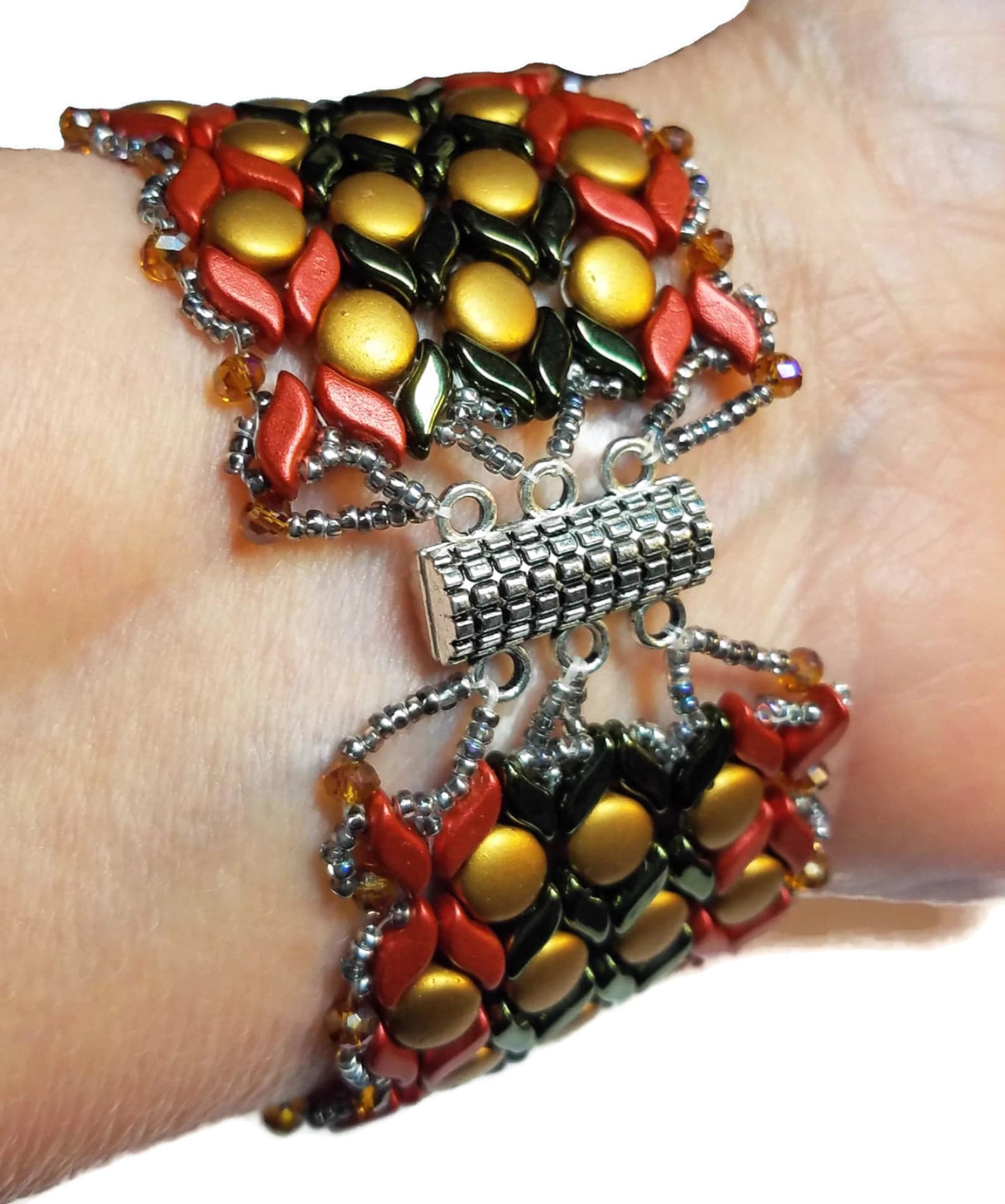 Emerald and Ruby Riverbed Bracelet Bead Weaving Jewelry | Etsy