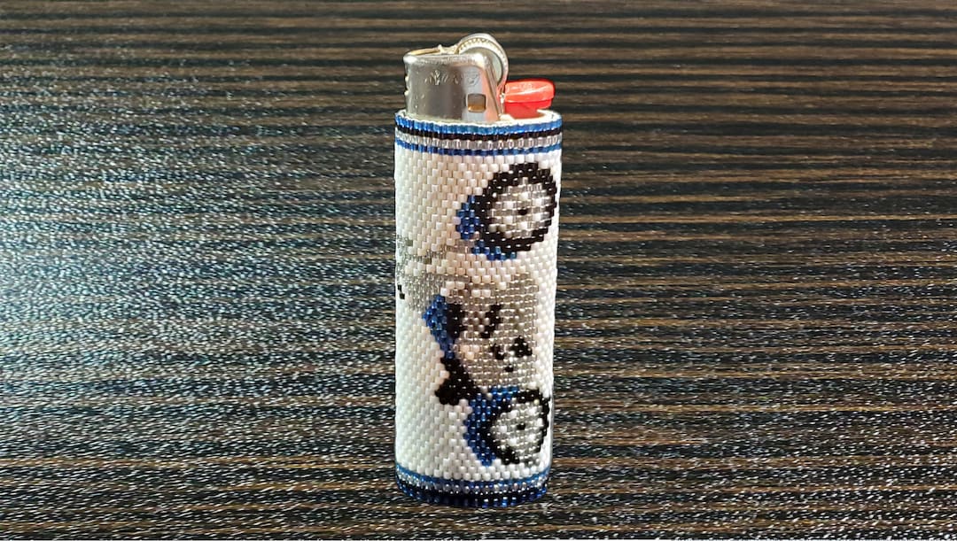 Hand Beaded Blue Motorcycle Lighter Case, Fits Full-size Bic Lighter - Etsy