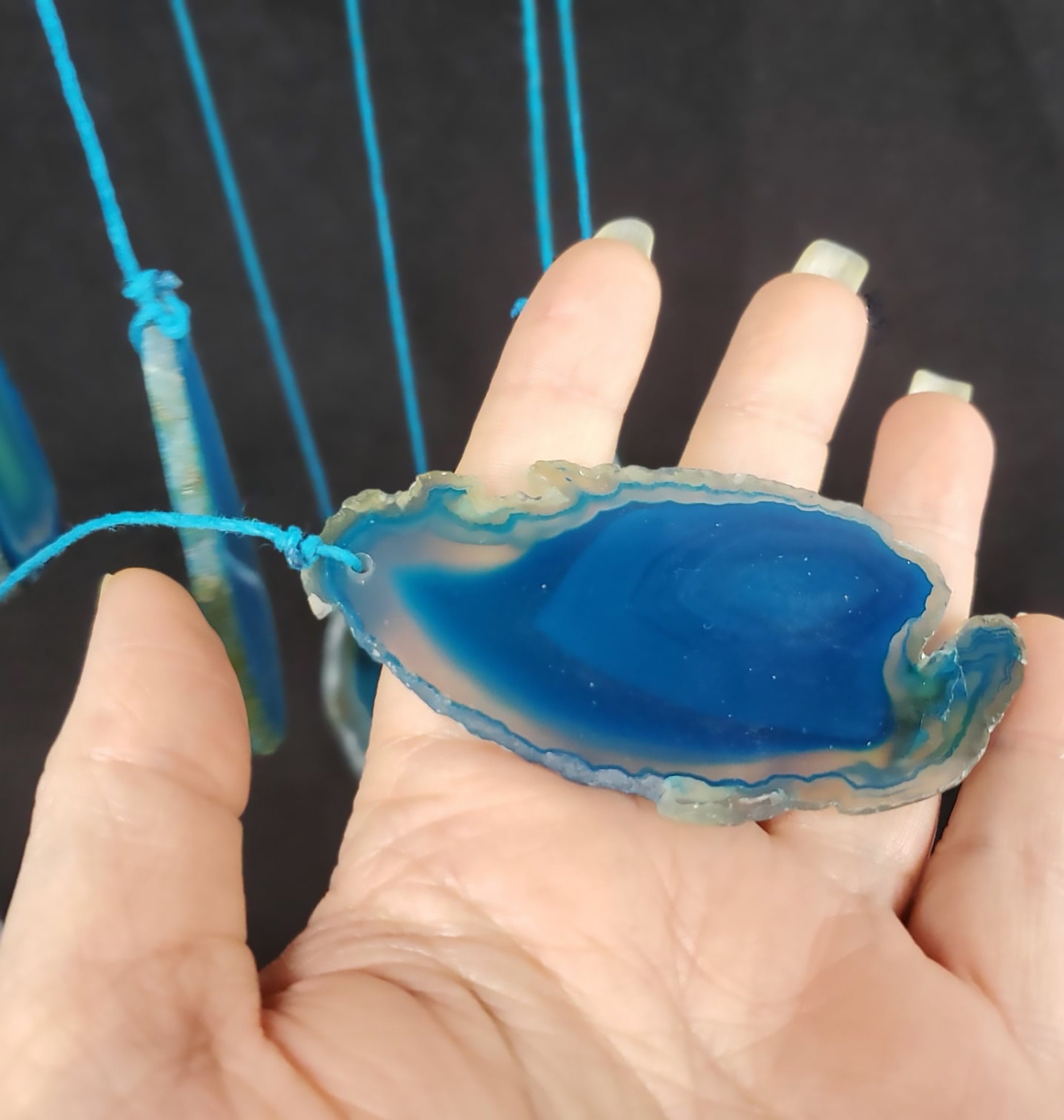 Teal Brazilian Agate Wind Chime Descending Wind Chime - Etsy