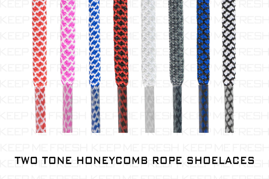 Rope Two Tone Classic Honeycomb Premium Shoelaces Colorful Laces Fast ...