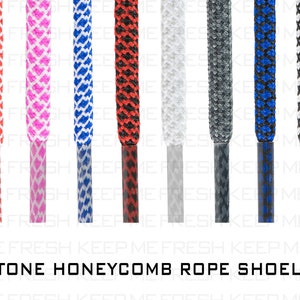 Rope Two Tone Classic Honeycomb Premium Shoelaces Colorful Laces Fast ...