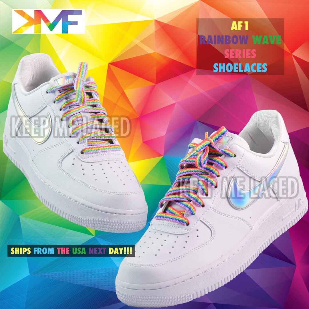 Flat 3D Wave Rainbow Pack Pattern Premium Shoelaces Colorful Vibrant ...