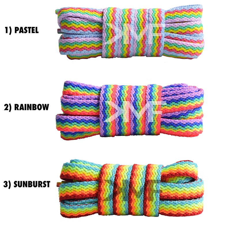 Flat 3D Wave Rainbow Pack Pattern Premium Shoelaces Colorful Vibrant ...