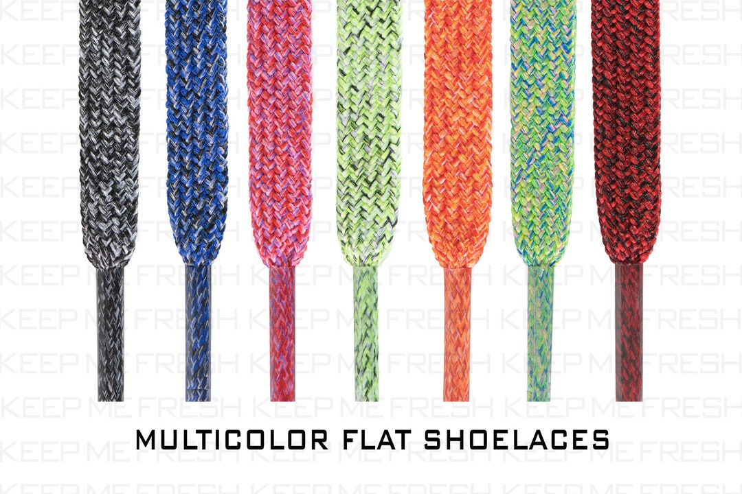 Flat Multicolor Premium Shoelaces Vibrant Colorful Laces Fast Shipping ...