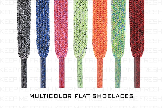 Flat Multicolor Premium Shoelaces Vibrant Colorful Laces Fast - Etsy