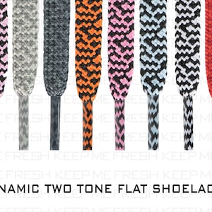 Flat Two Tone Pattern Premium Shoelaces Colorful Patterned Laces Fast ...