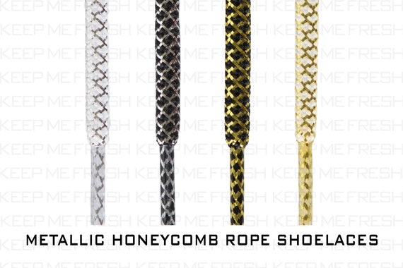 Metallic Rope Two Tone Honeycomb Premium Shoelaces Colorful | Etsy