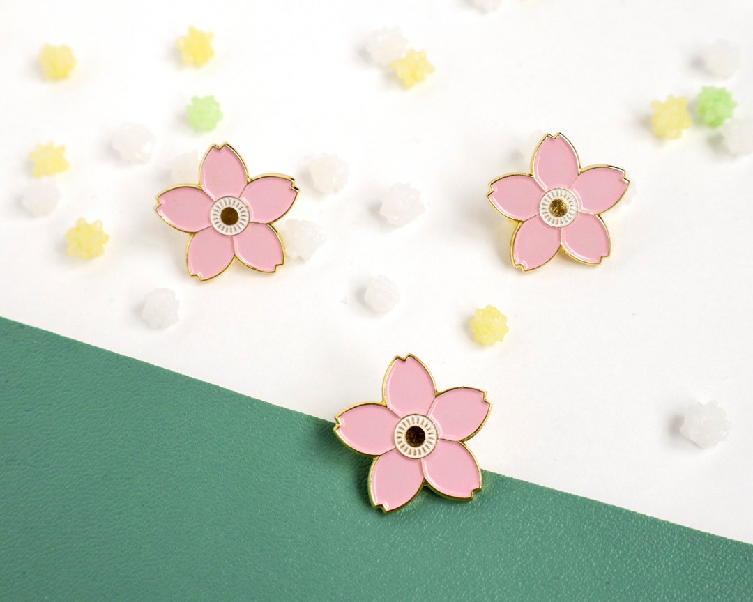 Cherry Blossom Pink Pin Badge Sakura Japanese Flower Enamel Badge Pin ...