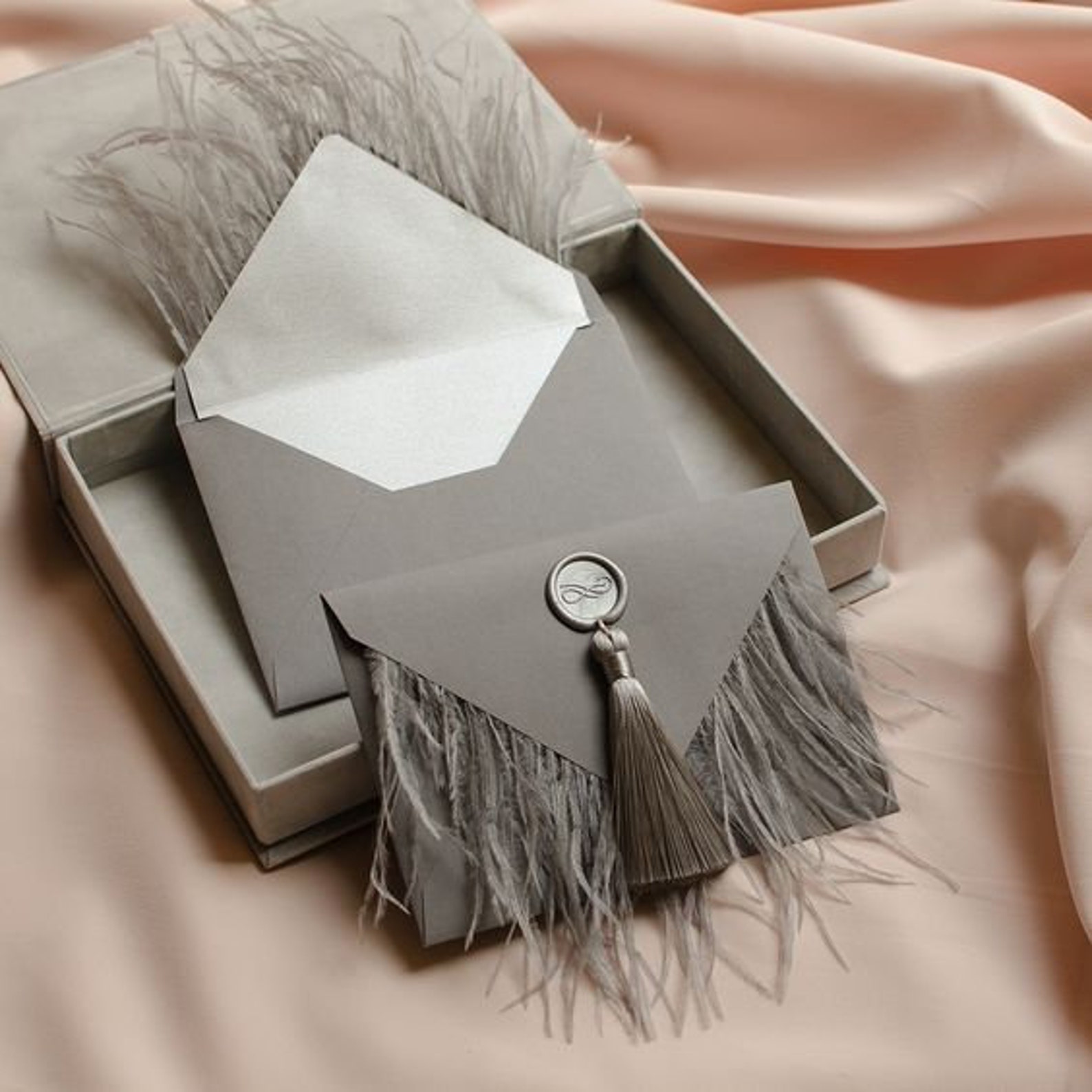 5 Paper Envelopes With Feathers Tassels Wax Seal Classic Event ...