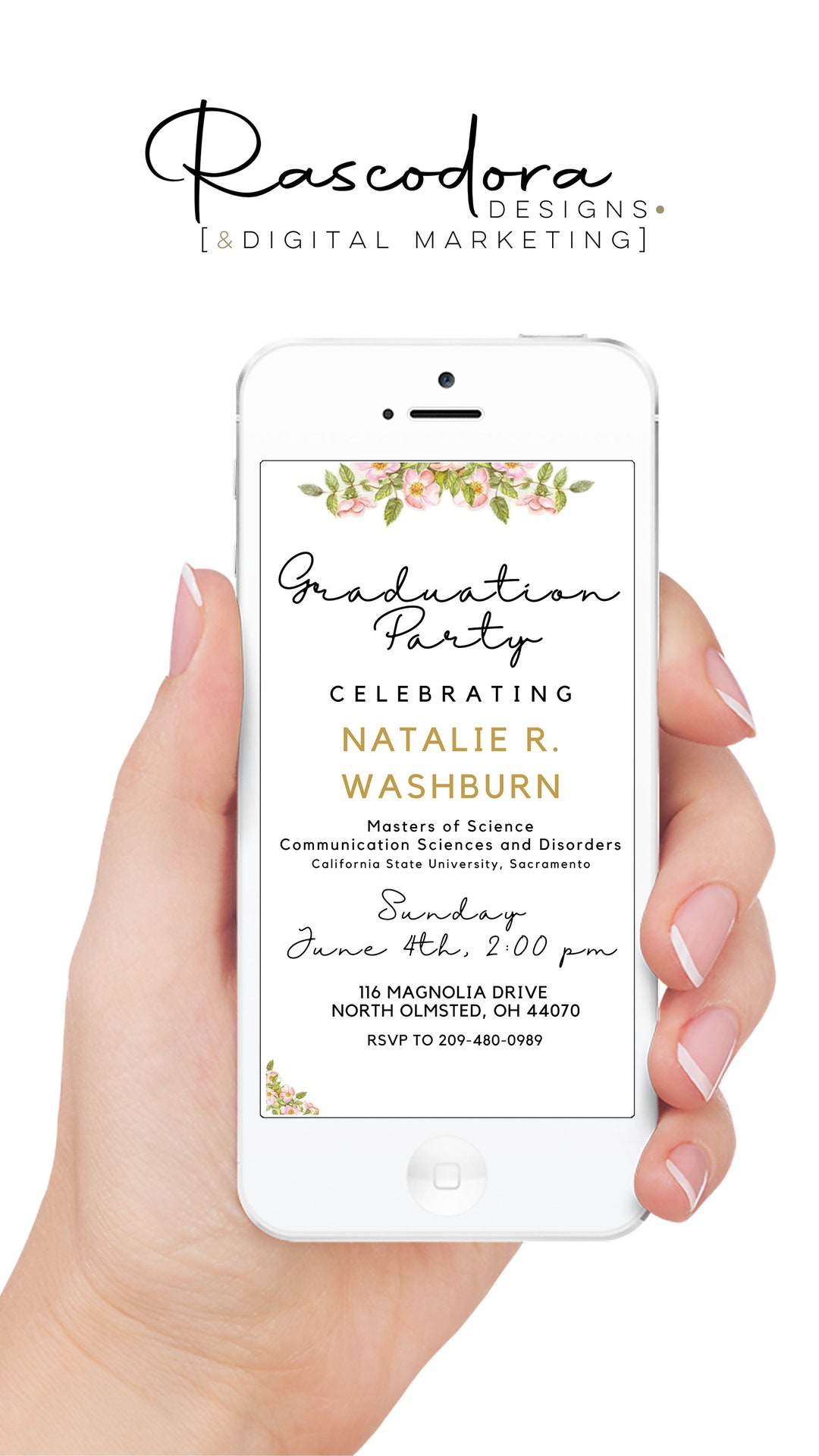 Electronic Graduation Invitation Editable Template College Grad ...