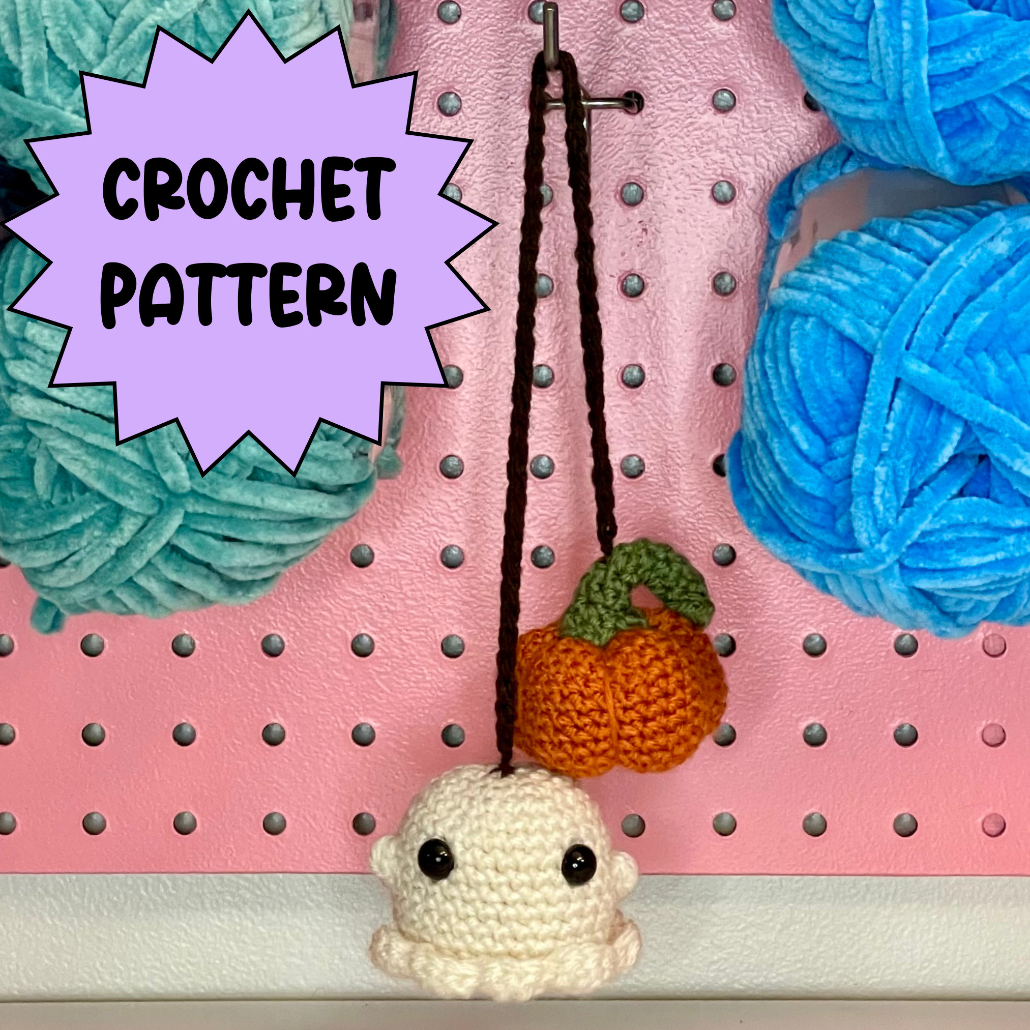Pumpkin Ghost Car Hanger Crochet Pattern - Etsy