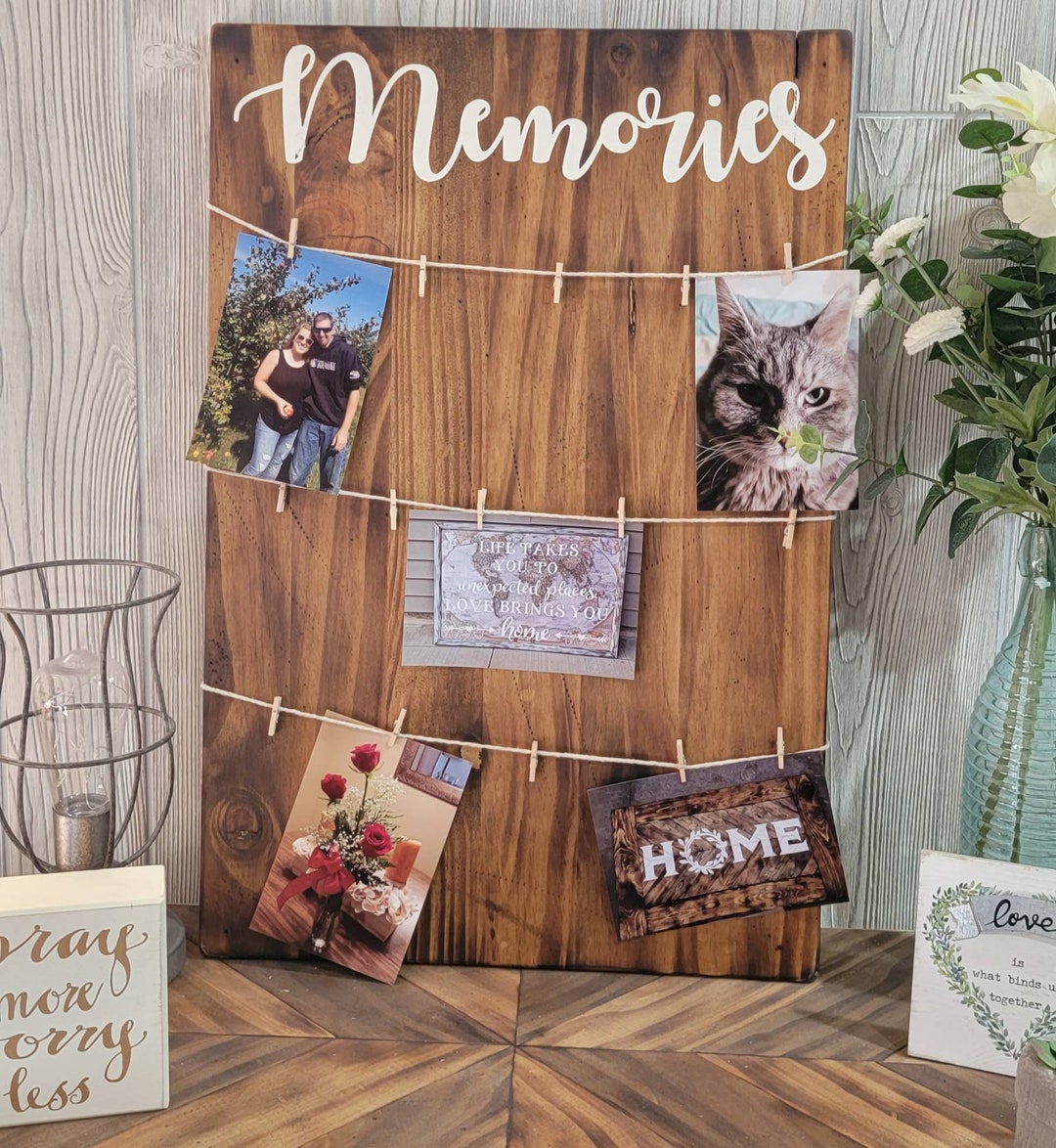 Wooden Picture Board, Photo Display, Photo Board, Memory Board, Gift for Her, Gift for Him ...
