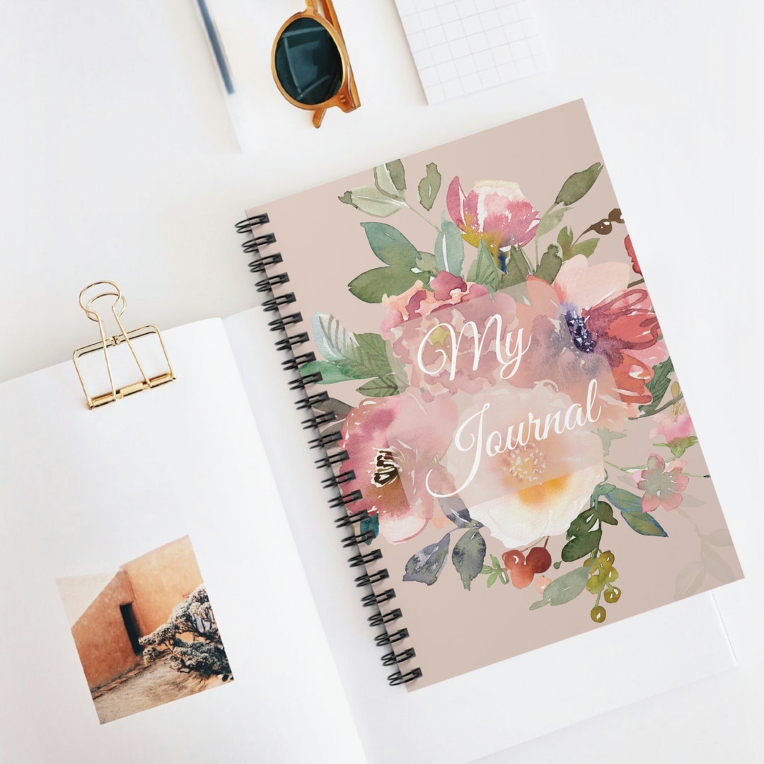 Journal, Spiral Notebook, Floral Cover, Minimalist Journal, Diary, Book ...