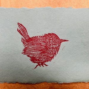 Celadon Wren Wren, Original Linocut, Hand-pulled Print, Limited Edition ...