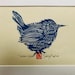 Blue Wren Wren, Original Linocut, Hand-pulled Print, Jenny Wren, Bird ...