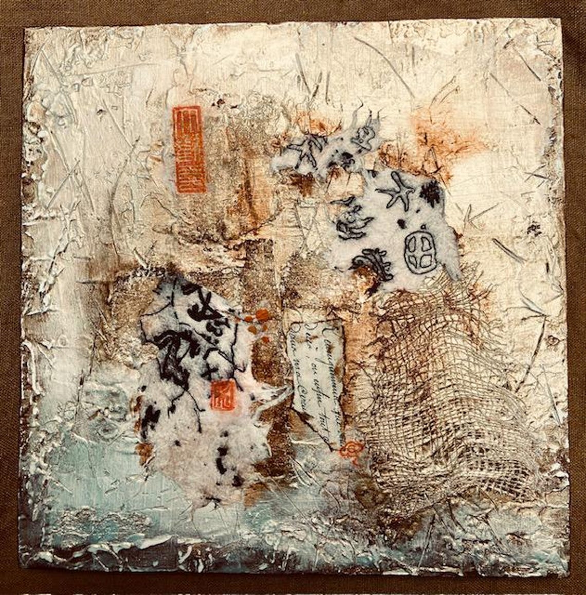 Mixed Media Collage Painting, "gold Amalgam", New Artifact, OOAK Art ...